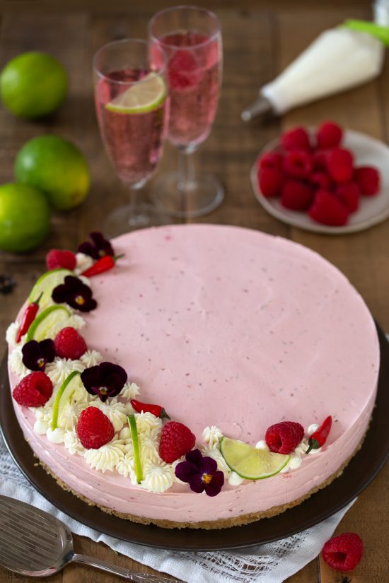 Lime Raspberry Chili Cheesecake (No-Bake) • Electric Blue Food