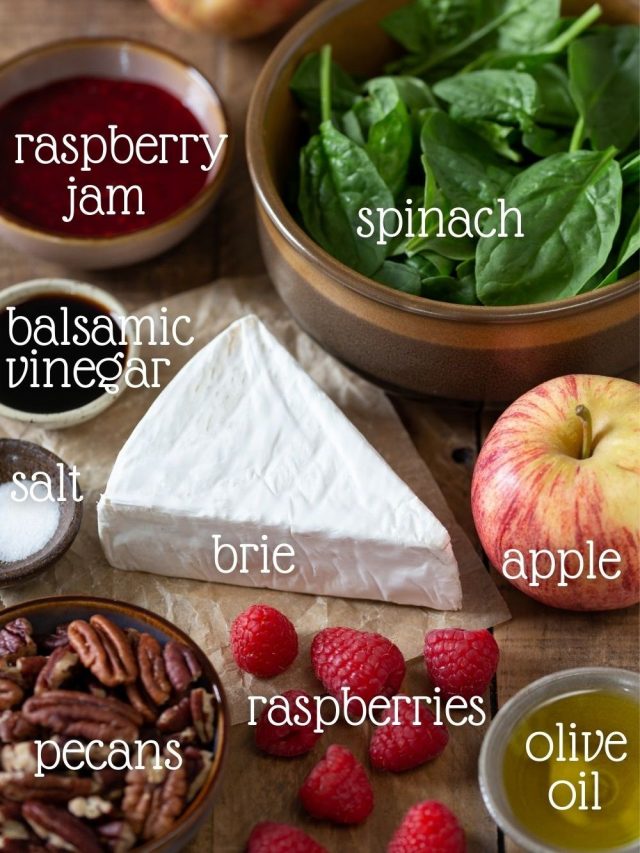 Apple Brie Salad with Raspberries and Pecans • Electric Blue Food